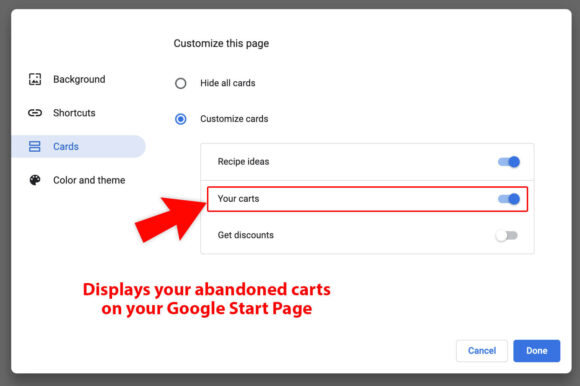 Google Chrome Start Page Now Shows Abandoned Carts | Designer to Fullstack