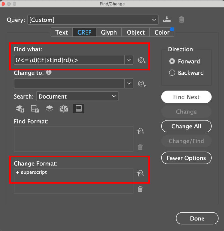 Find and Replace Ordinal Numbers using Superscript in InDesign ...
